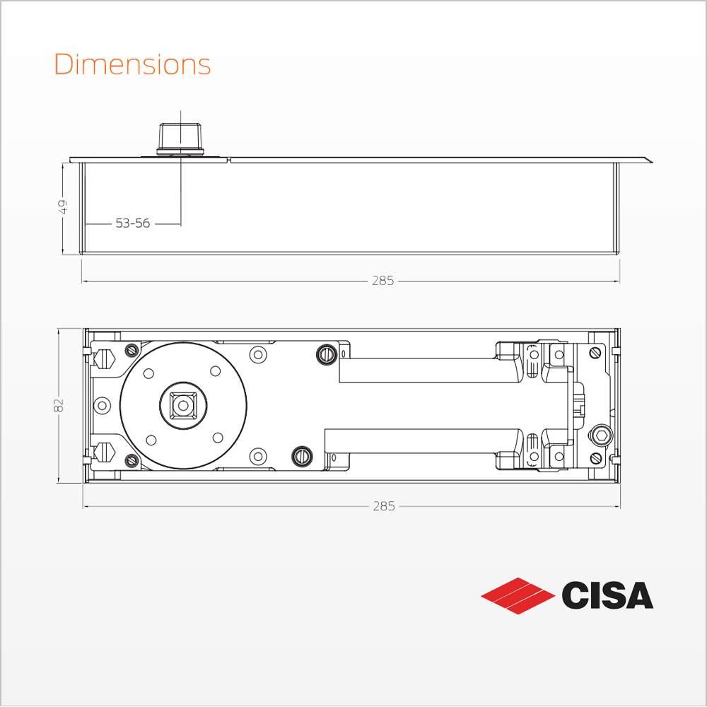 BTS 75 Cisa Floor Hinge F5500R 90HO EN1-4 SS