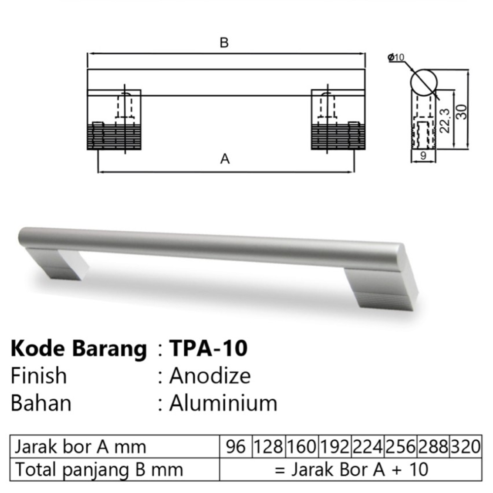 Handle Huben Aluminium TPA-10 Anodize 160mm
