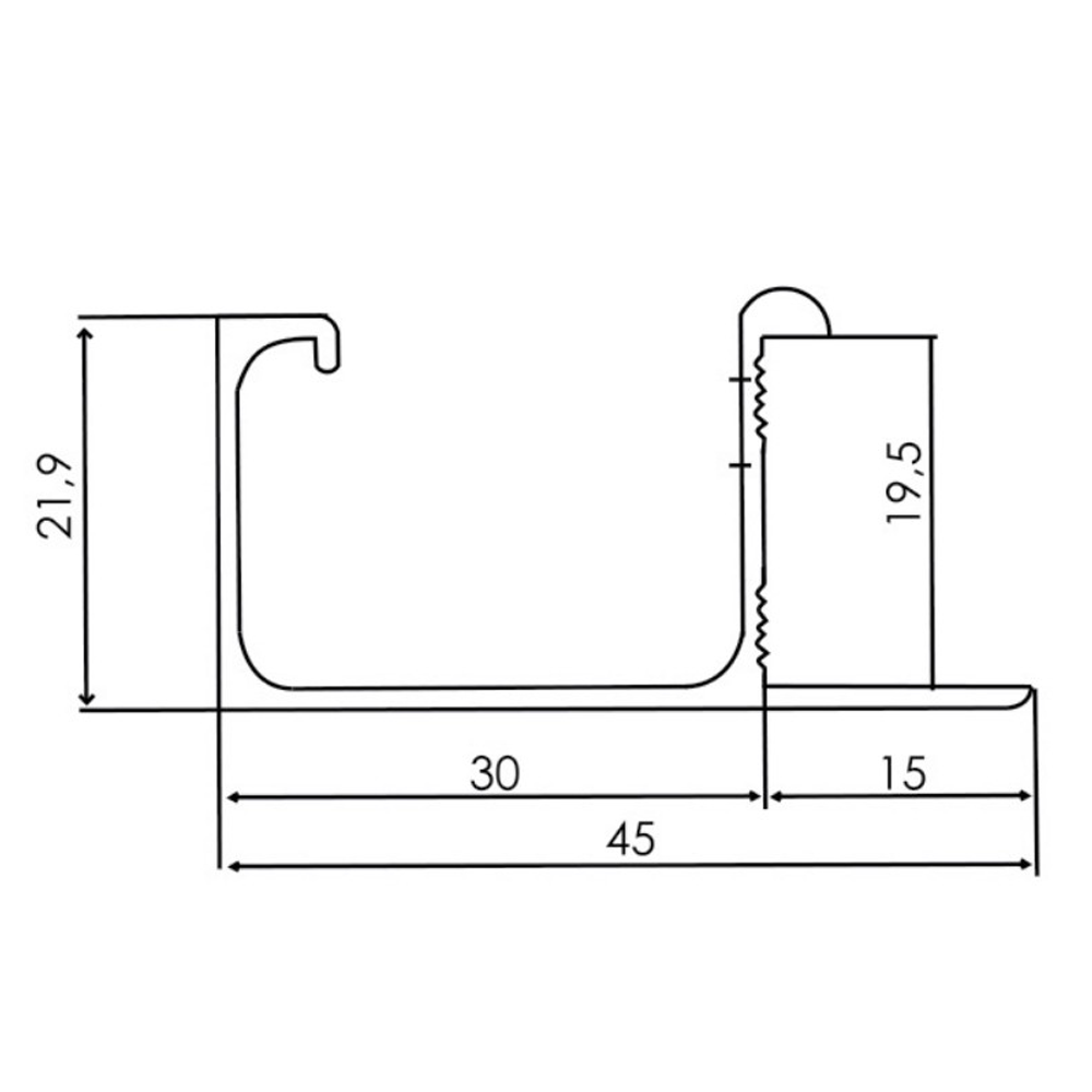 Profil Aluminium Huben 3 meter GP-30 Brush