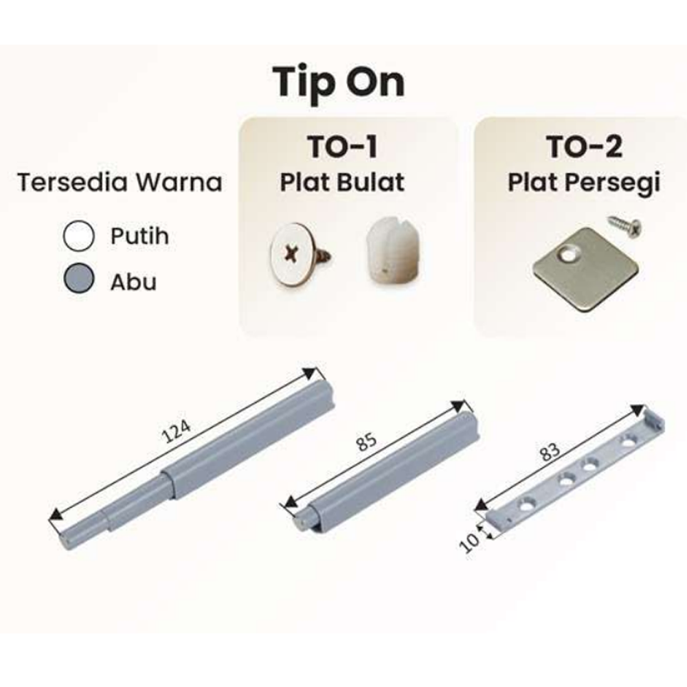 Tip-On Huben Magnet TO-1 (besi bulat) - Grey